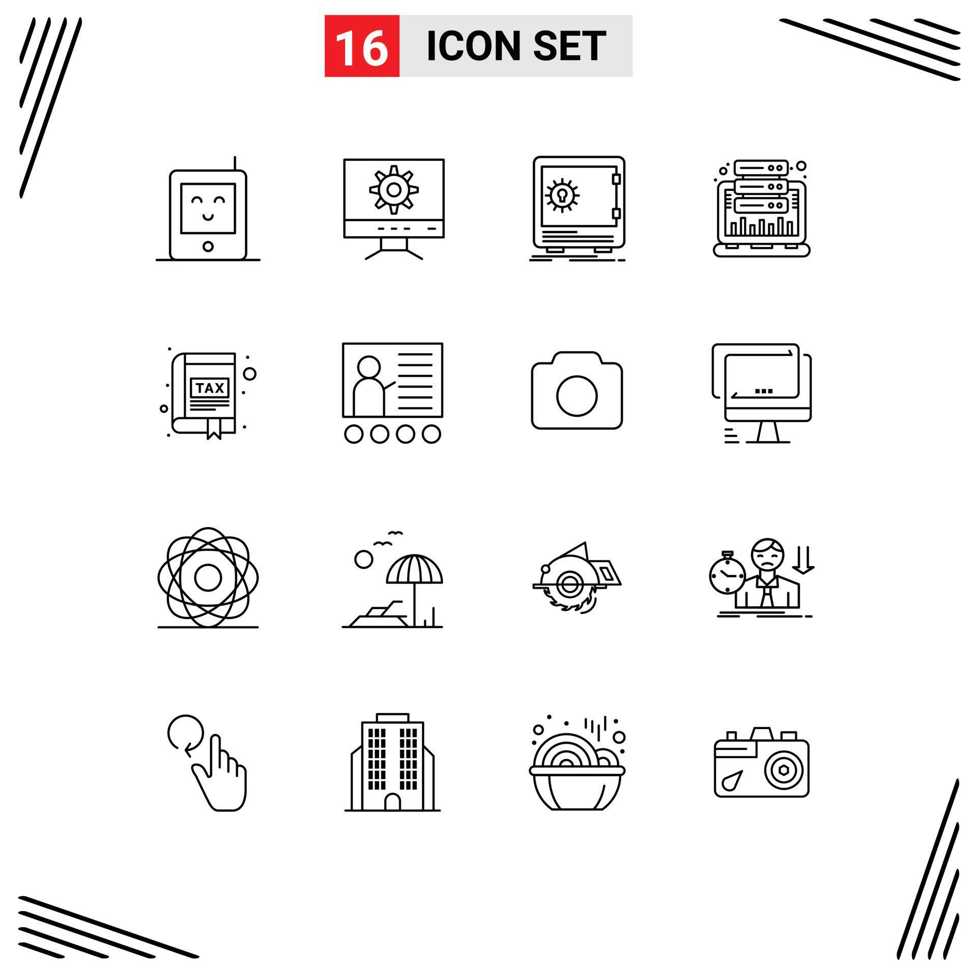 Set of 16 Vector Outlines on Grid for book web safe statistic graph Editable Vector Design ...