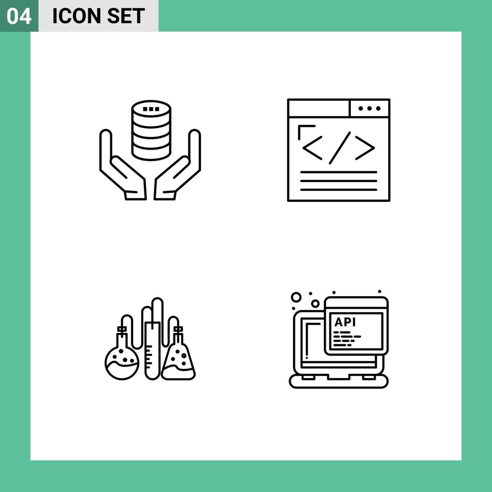 4 User Interface Line Pack Of Modern Signs And Symbols Of Database Web Development Secure Coding