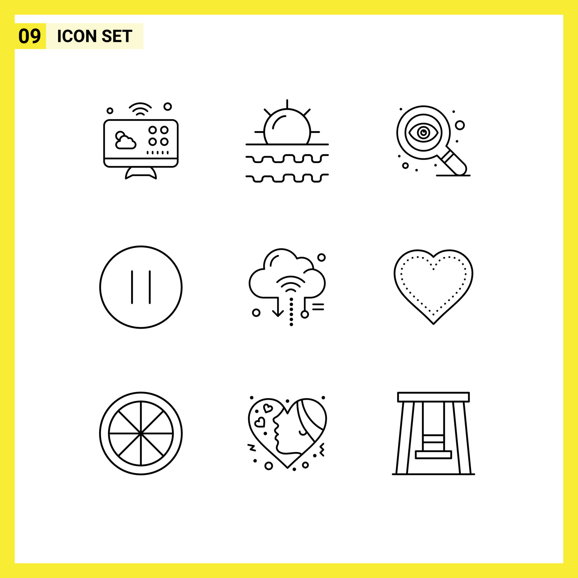 9 User Interface Outline Pack Of Modern Signs And Symbols Of Iot Stop Vacation Pause Control