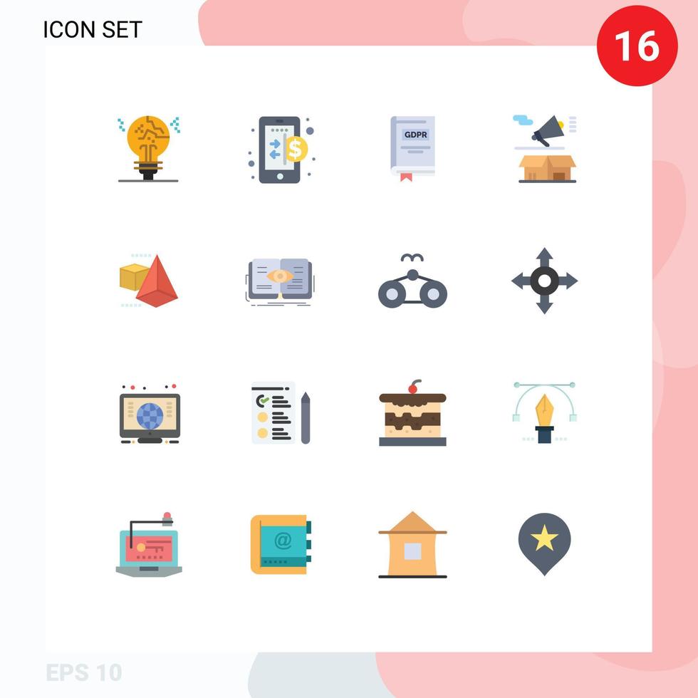 User Interface Pack Of 16 Basic Flat Colors Of Box Announcement Internet Marketing Law Editable