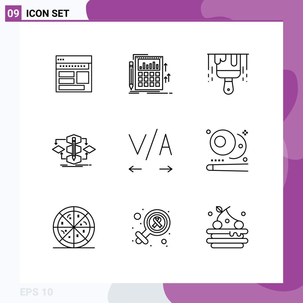 Stock Vector Icon Pack of 9 Line Signs and Symbols for method algorithm audit paint brush ...
