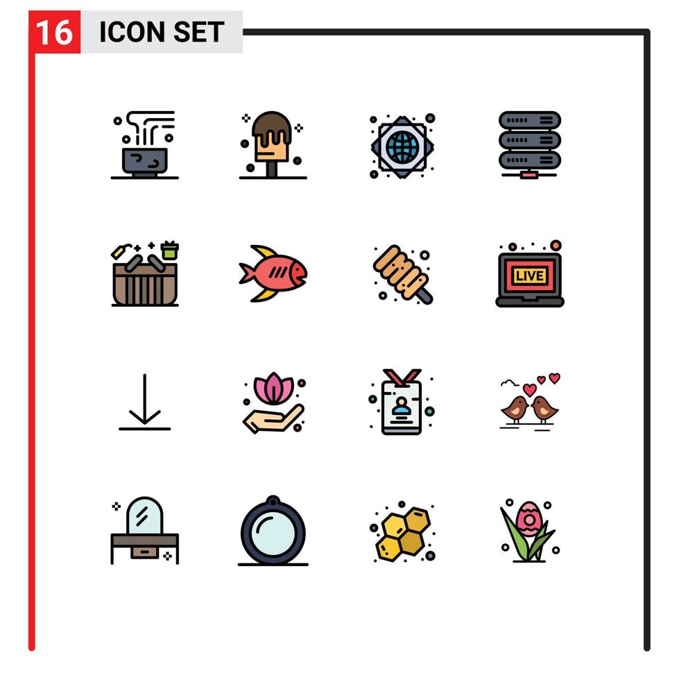 16 Thematic Vector Flat Color Filled Lines And Editable Symbols Of T Basket Global