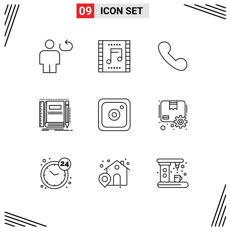 Conjunto De 9 9 Vector Contornos En Cuadrícula Para Dibujar Bloc Música