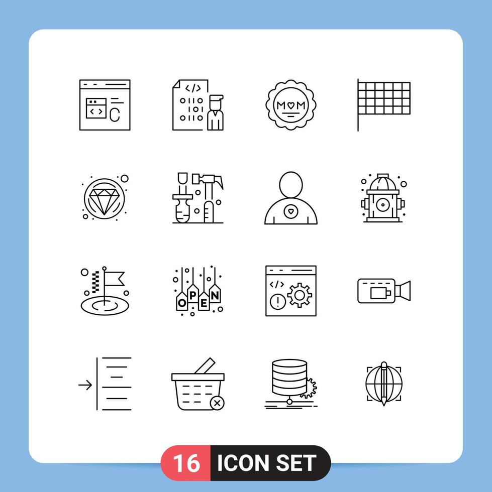 Set Of 16 Vector Outlines On Grid For Carnival Mark Programmer Flag