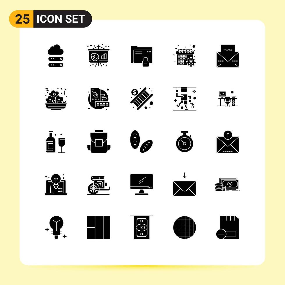 User Interface Pack Of 25 Basic Solid Glyphs Of Envelope Schedule Data