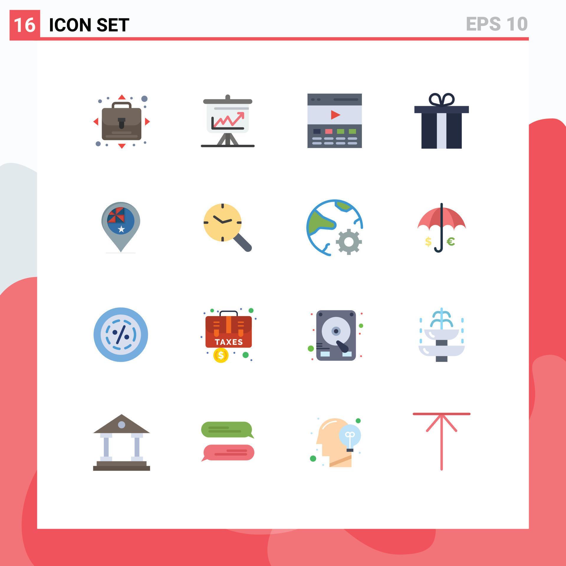 Stock Vector Icon Pack of 16 Line Signs and Symbols for country ...