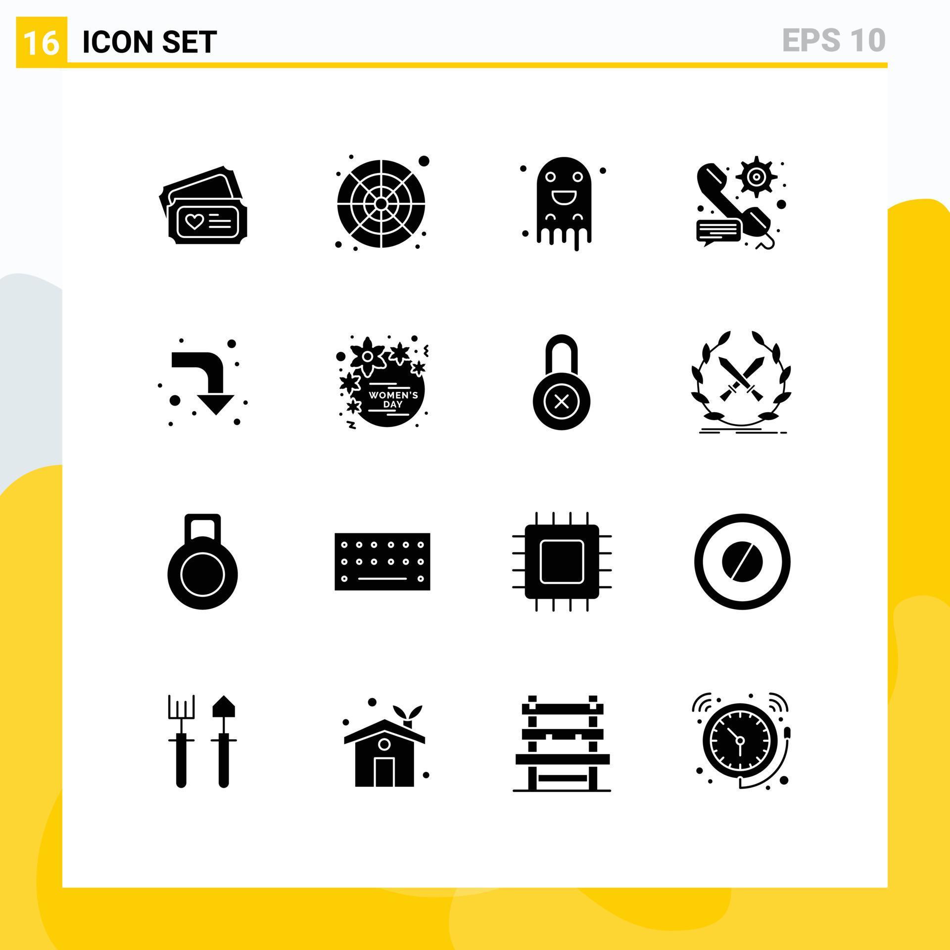 Set Of 16 Modern Ui Icons Symbols Signs For Message Preference Sample Gear Scary Editable Vector