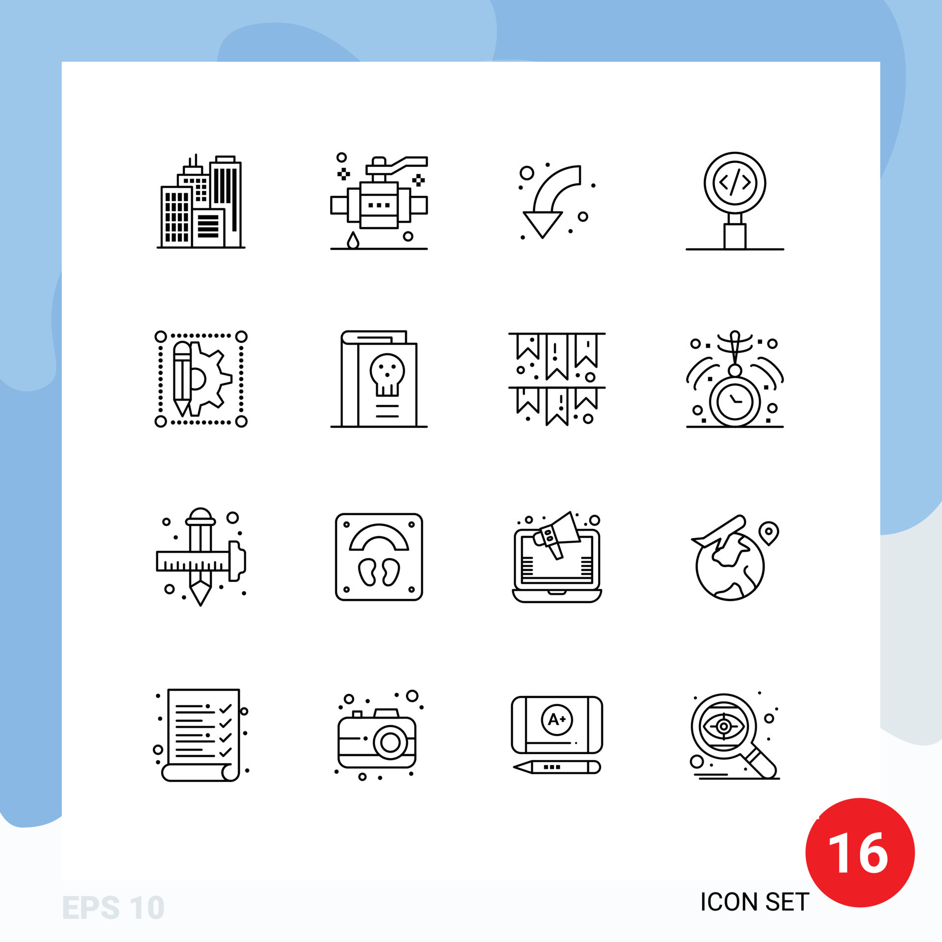 conjunto de dieciséis comercial contornos paquete para creativo ...