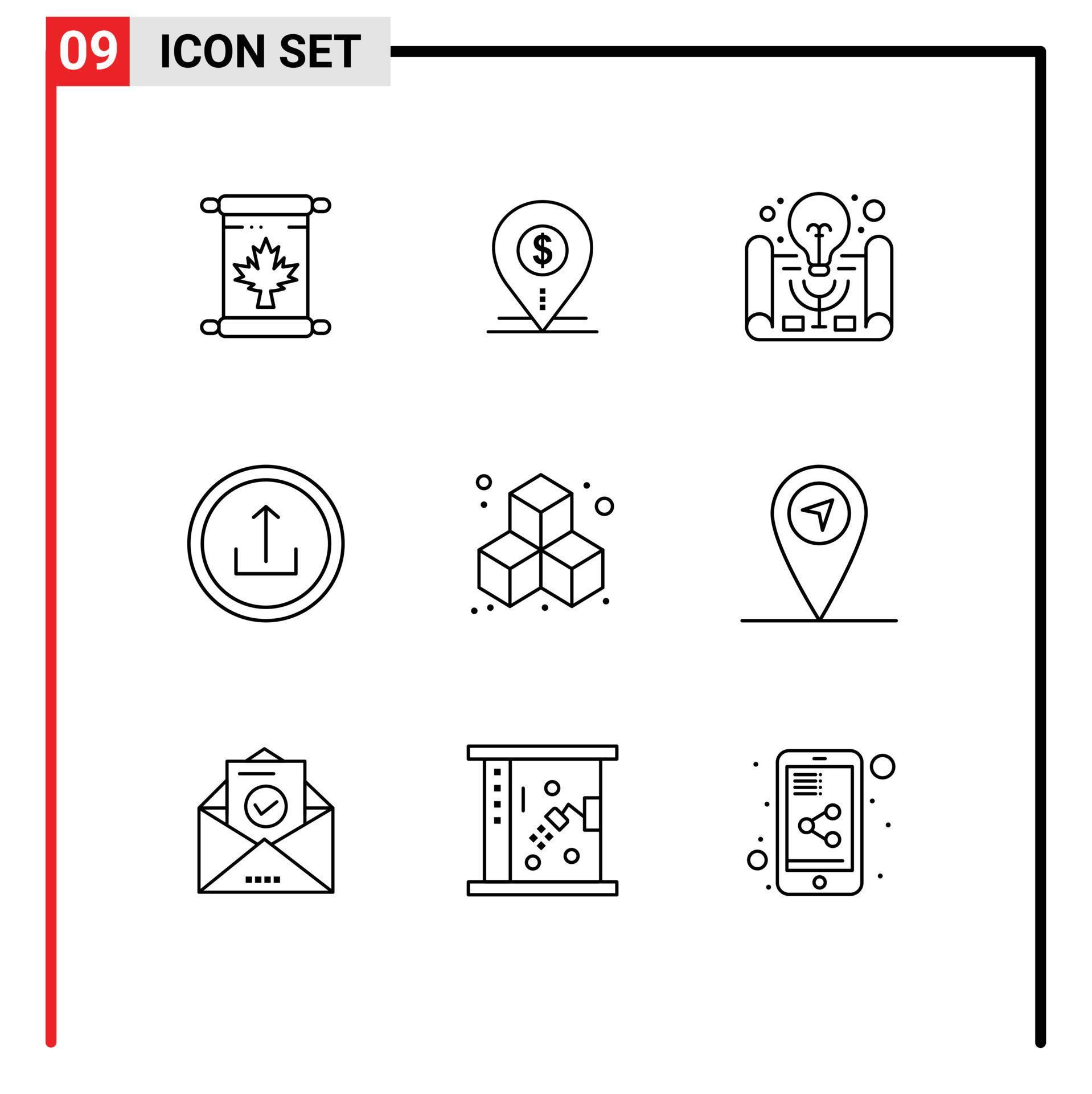 Stock Vector Icon Pack of 9 Line Signs and Symbols for mobile basic ... Stock Vector Icon Pack of 9 Line Signs and Symbols for mobile basic ...