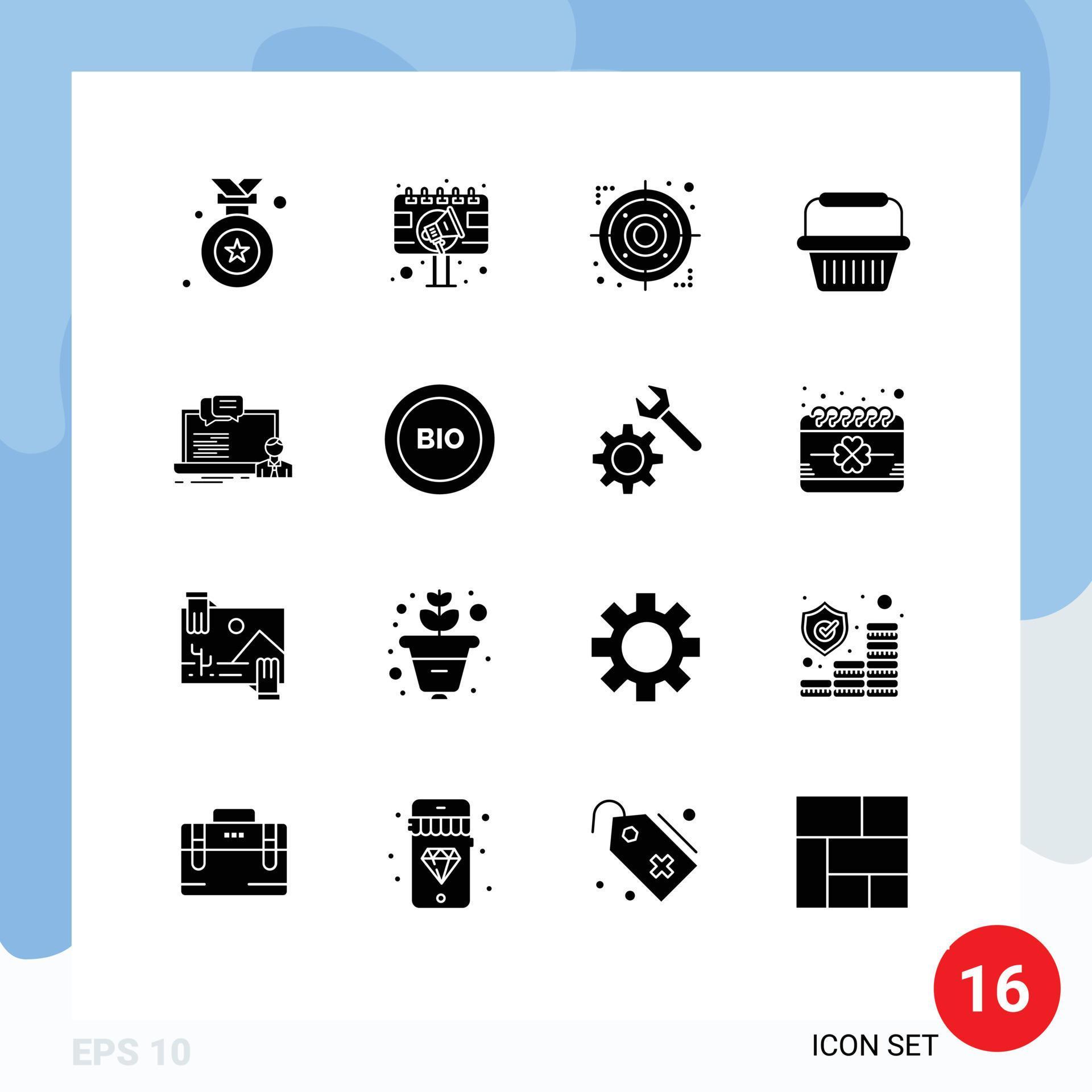 User Interface Pack Of 16 Basic Solid Glyphs Of Course Trolley Arrow Retail Basket Editable