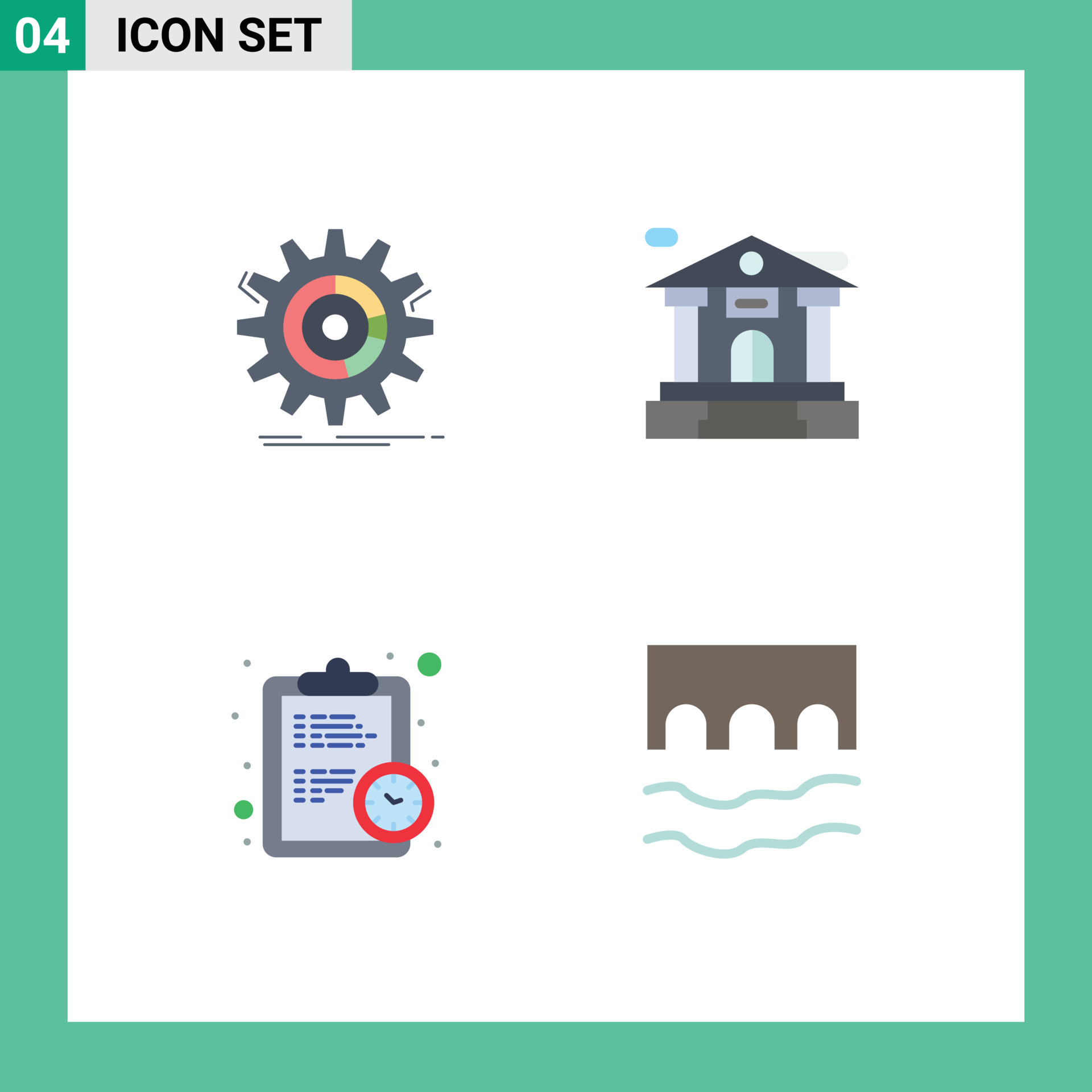 Editable Vector Line Pack of 4 Simple Flat Icons of setting deadline ...