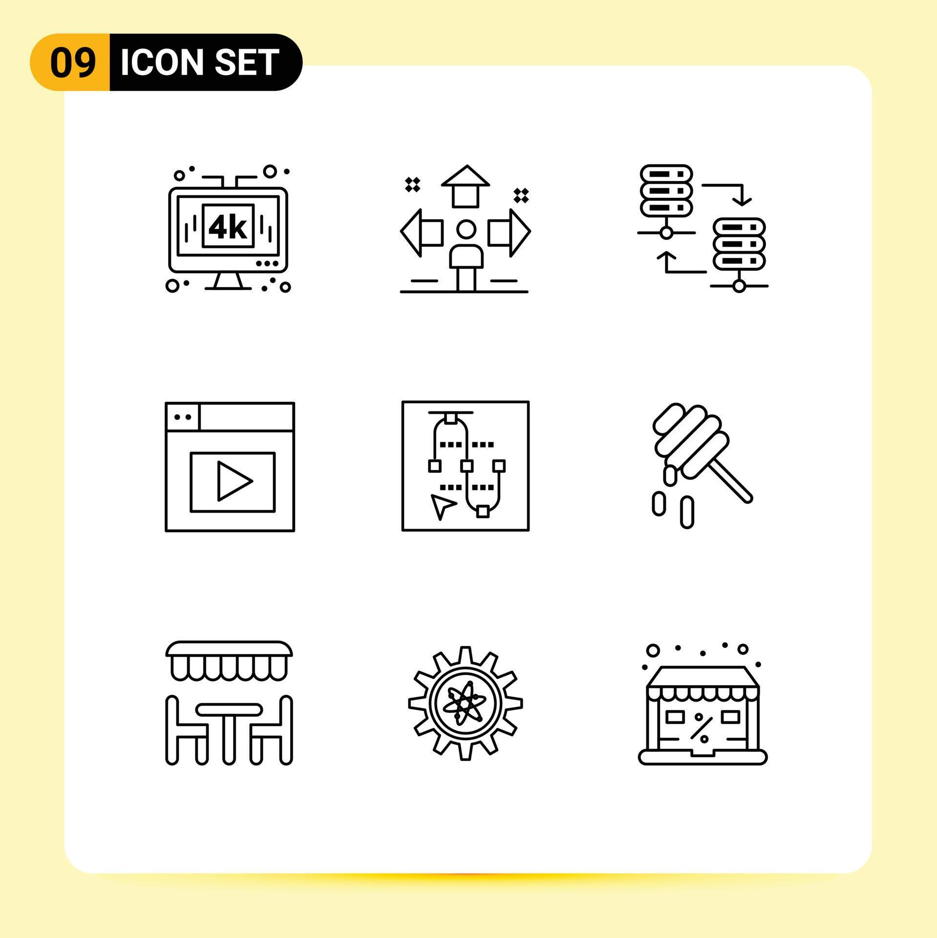 Set of 9 Modern UI Icons Symbols Signs for mouse design man web server ...