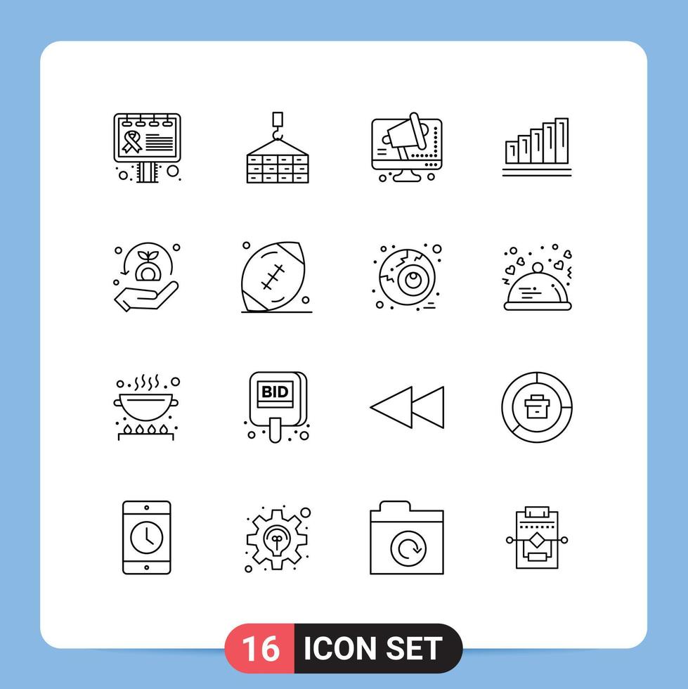 Set of 16 Vector Outlines on Grid for security business business graph analytics Editable Vector ...