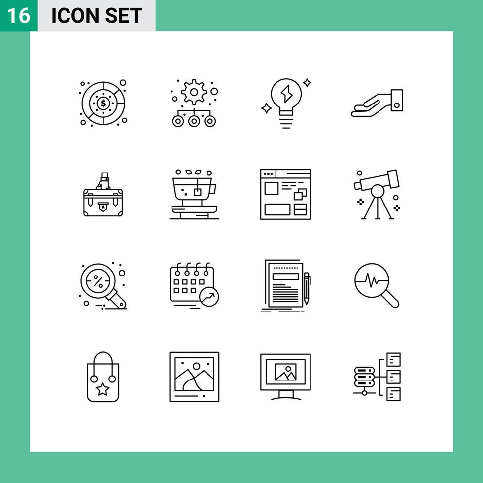 16 User Interface Outline Pack of modern Signs and Symbols of documents ...
