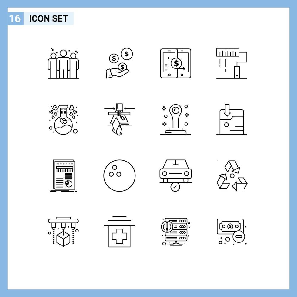 Set Of 16 Modern Ui Icons Symbols Signs For Programing Development Mobile Design Smartphone