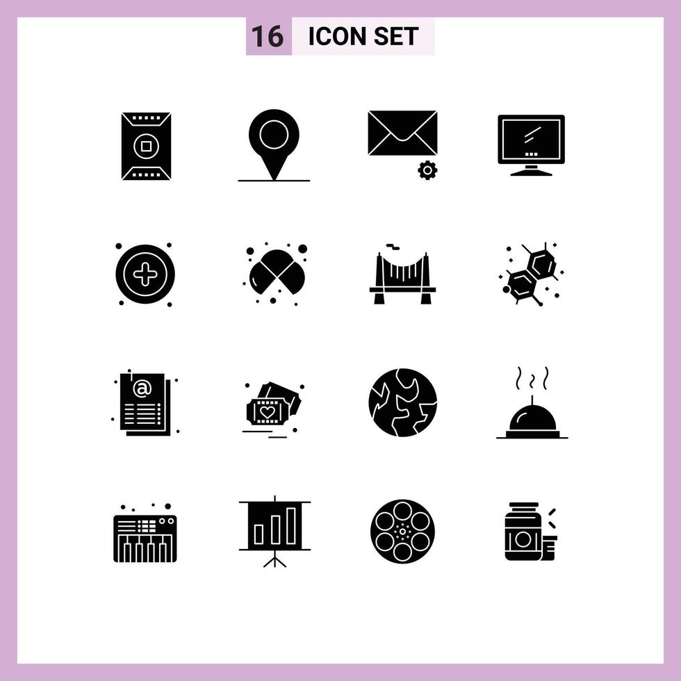 User Interface Pack Of 16 Basic Solid Glyphs Of User Interface Message Pc Device Editable Vector