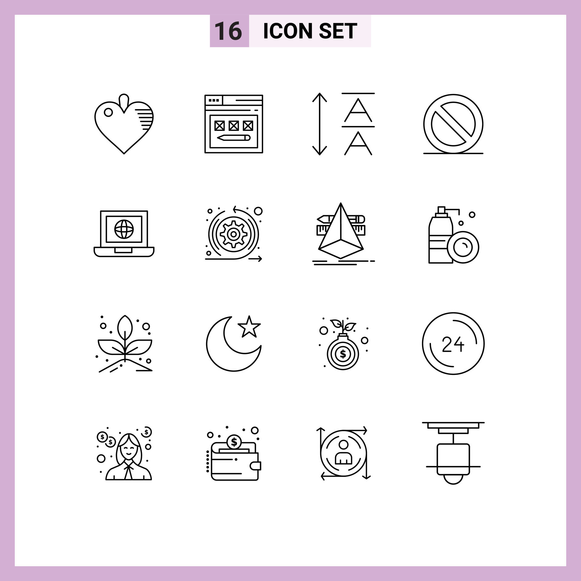 16 Thematic Vector Outlines And Editable Symbols Of Agile Globe Font World Stop Editable Vector