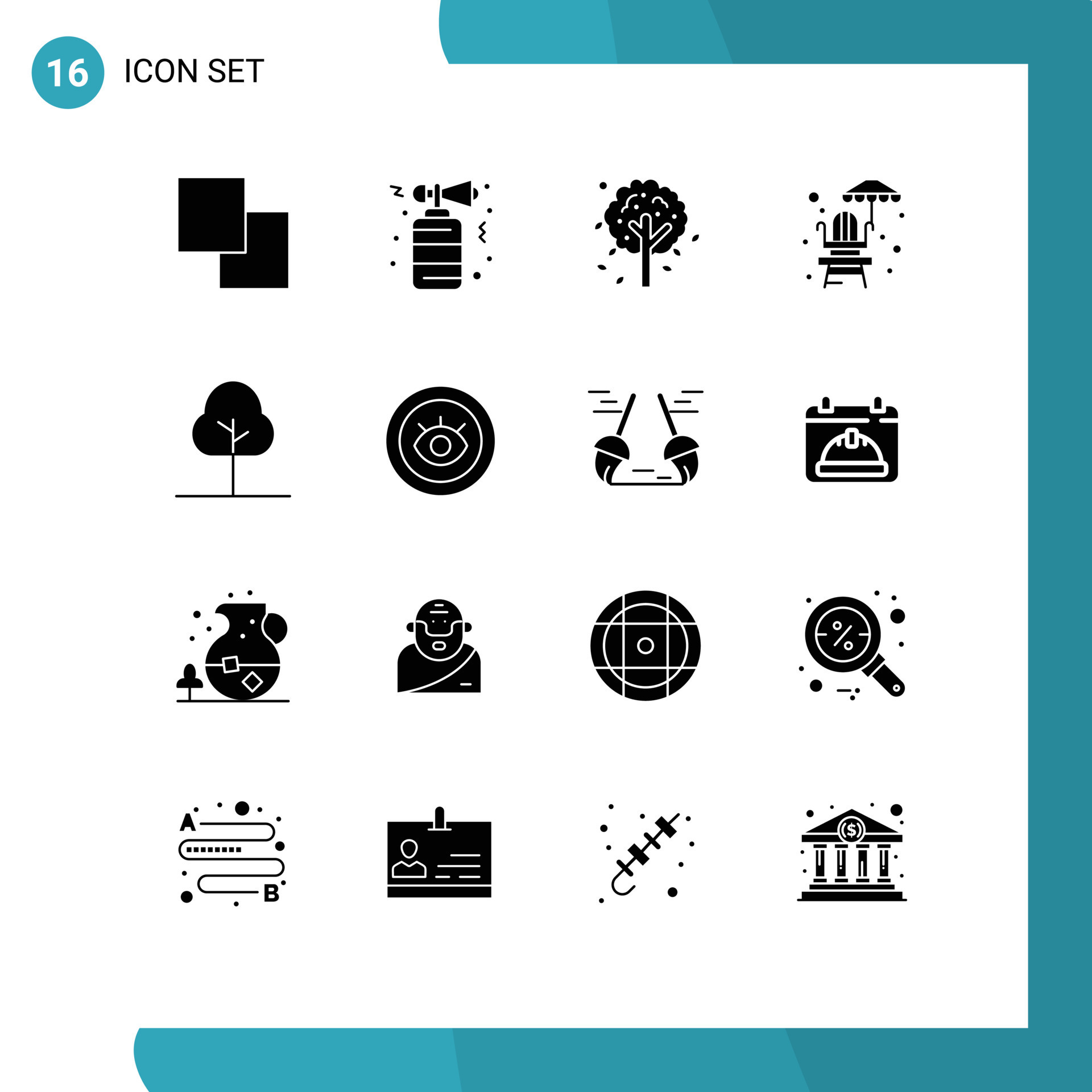 User Interface Pack Of 16 Basic Solid Glyphs Of Service Nature Leaf Greenery Park Editable