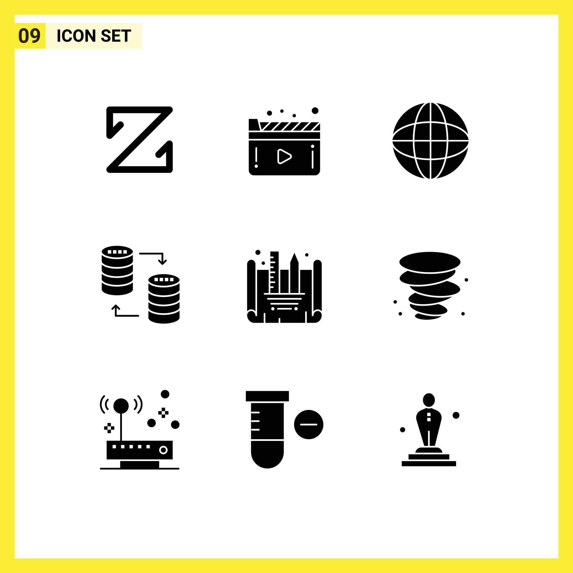 9 Universal Solid Glyph Signs Symbols of blueprint designing storage ...