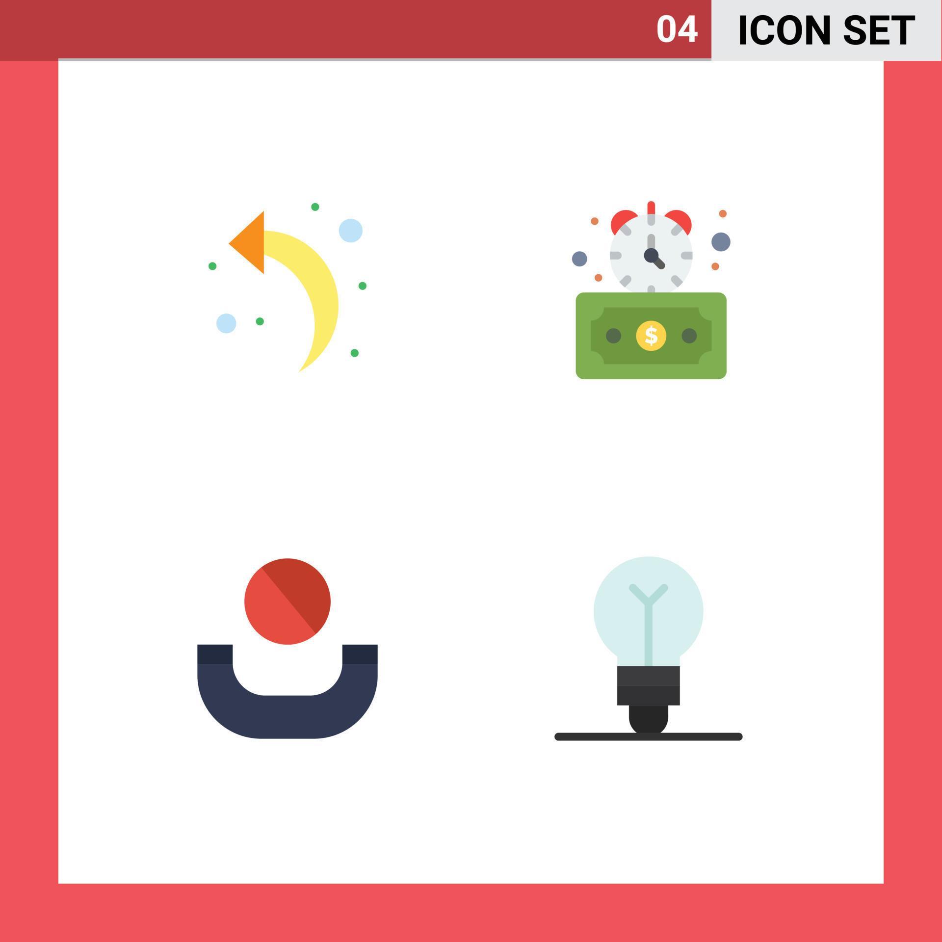 Mobile Interface Flat Icon Set of 4 Pictograms of arrow handset timer ...