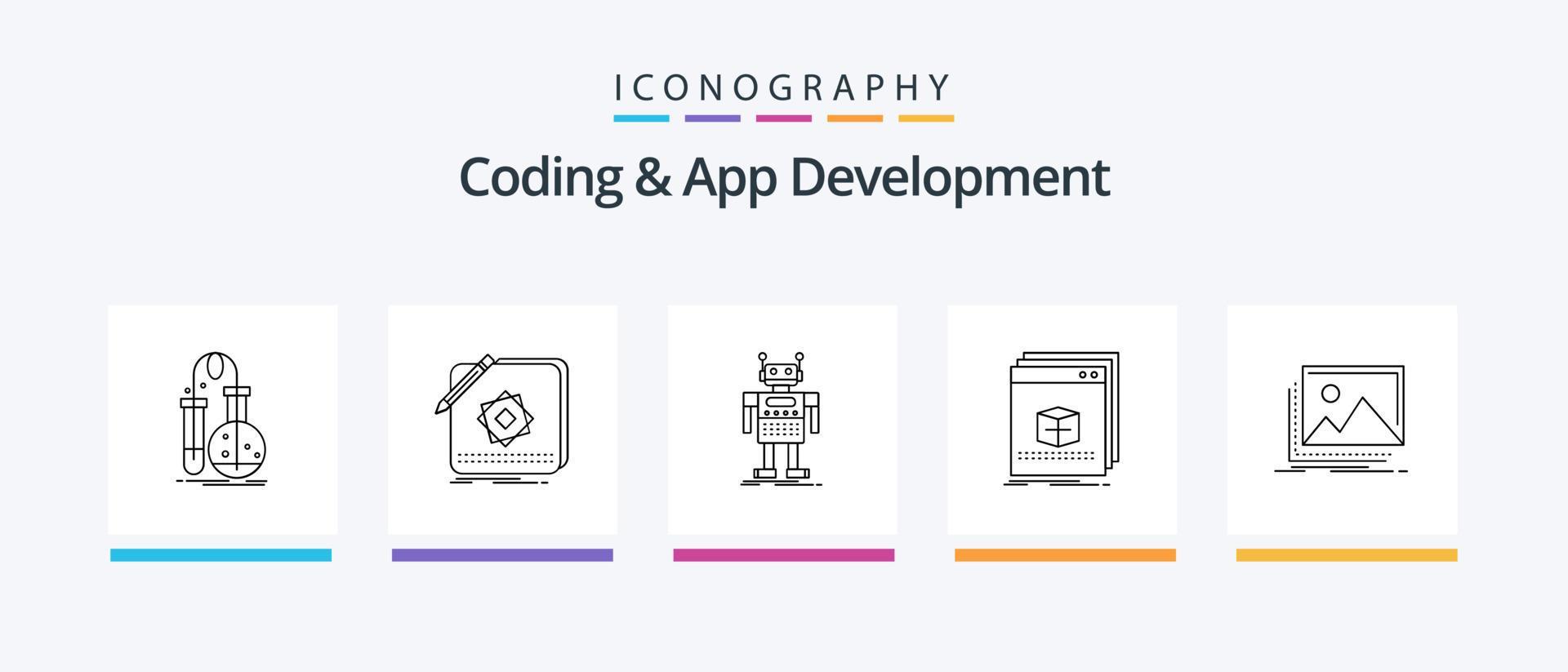 Coding And App Development Line 5 Icon Pack Including Operational Window File Development