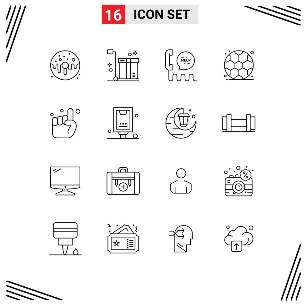 Stock Vector Icon Pack of 16 Line Signs and Symbols for football ...