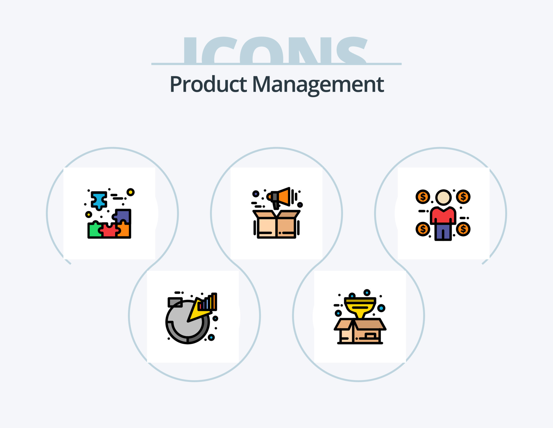 Product Management Line Filled Icon Pack 5 Icon Design Product Management Product Business