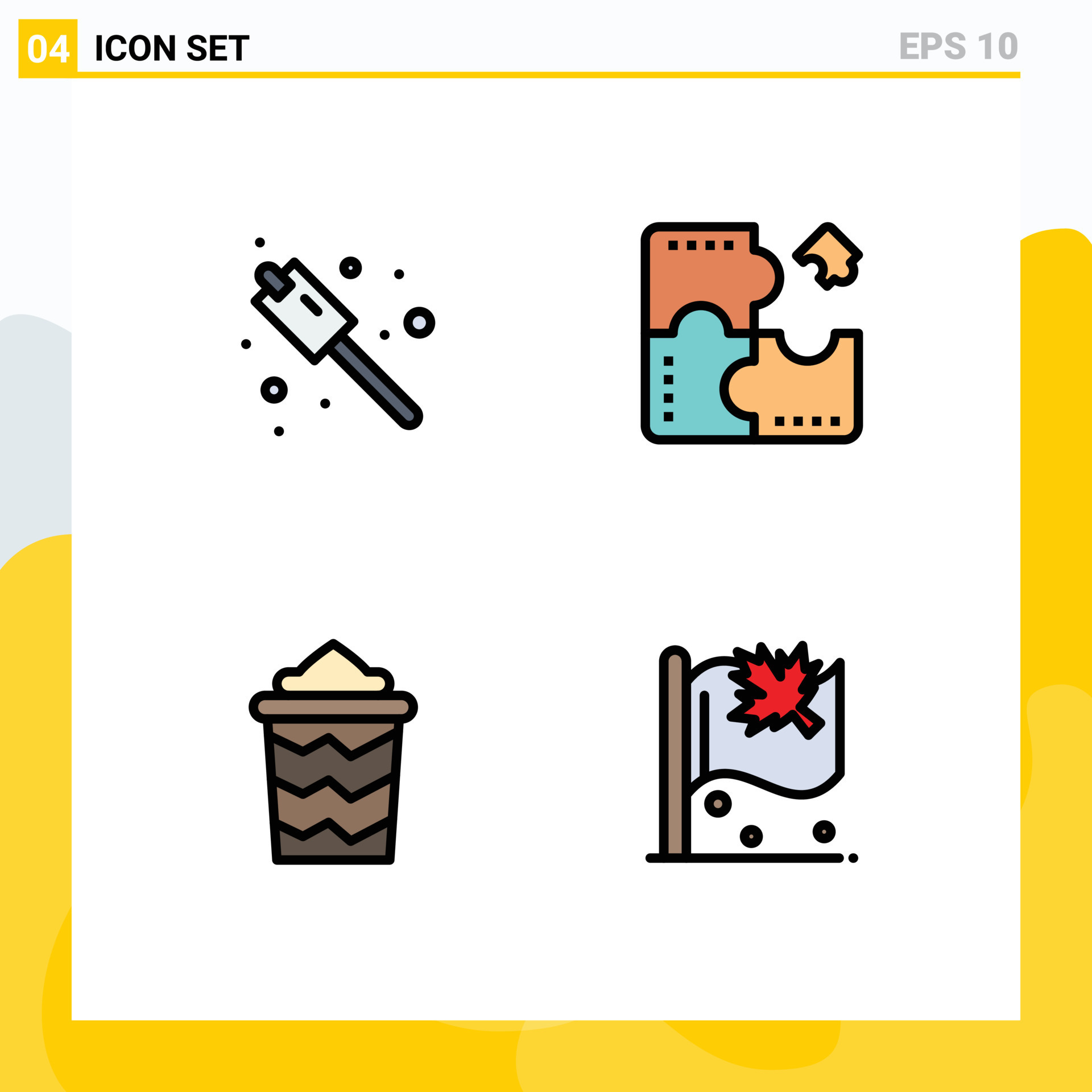 Set Of 4 Modern Ui Icons Symbols Signs For Camping Bucket App Jigsaw Vacation Editable Vector