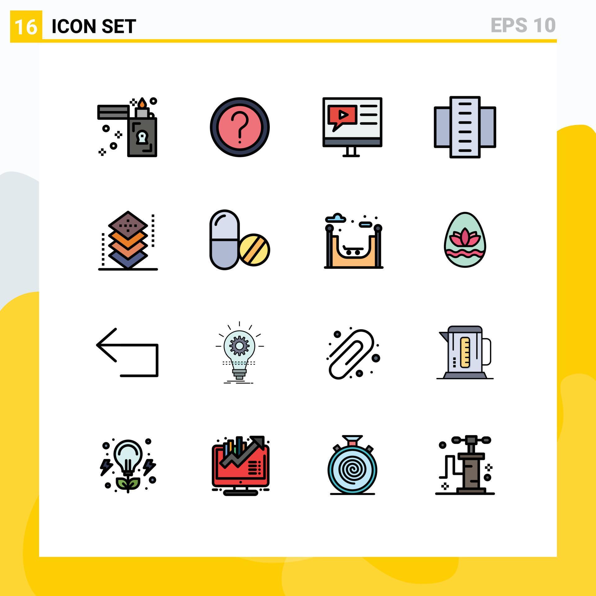 16 User Interface Flat Color Filled Line Pack of modern Signs and ...