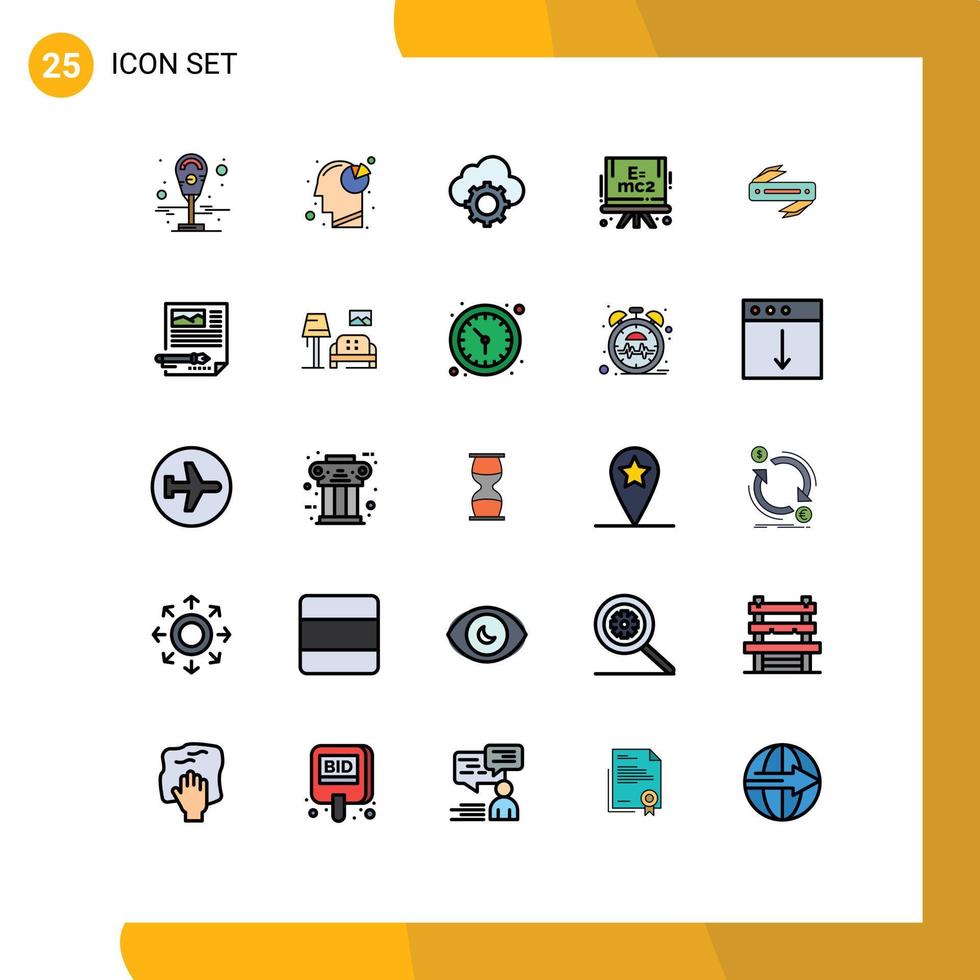 Mobile Interface Filled Line Flat Color Set Of 25 Pictograms Of Sharp Knife Cloud Science