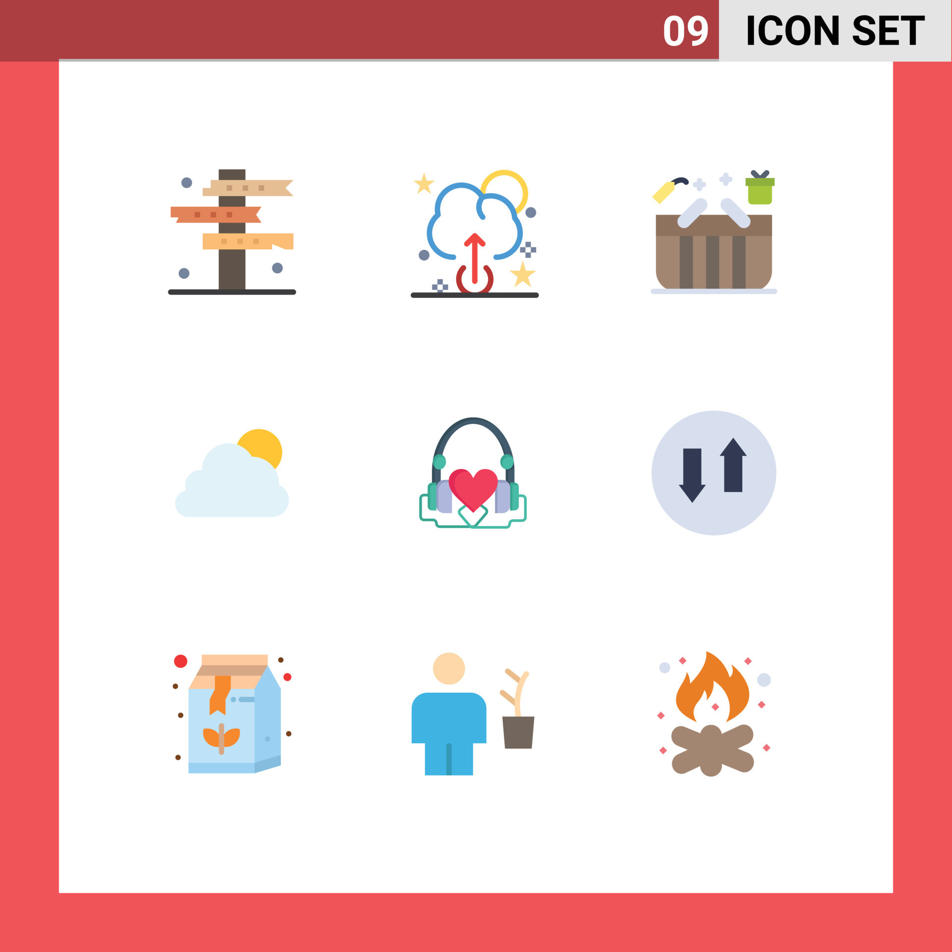 Móvil Interfaz Plano Color Conjunto De 9 9 Pictogramas De Corazones