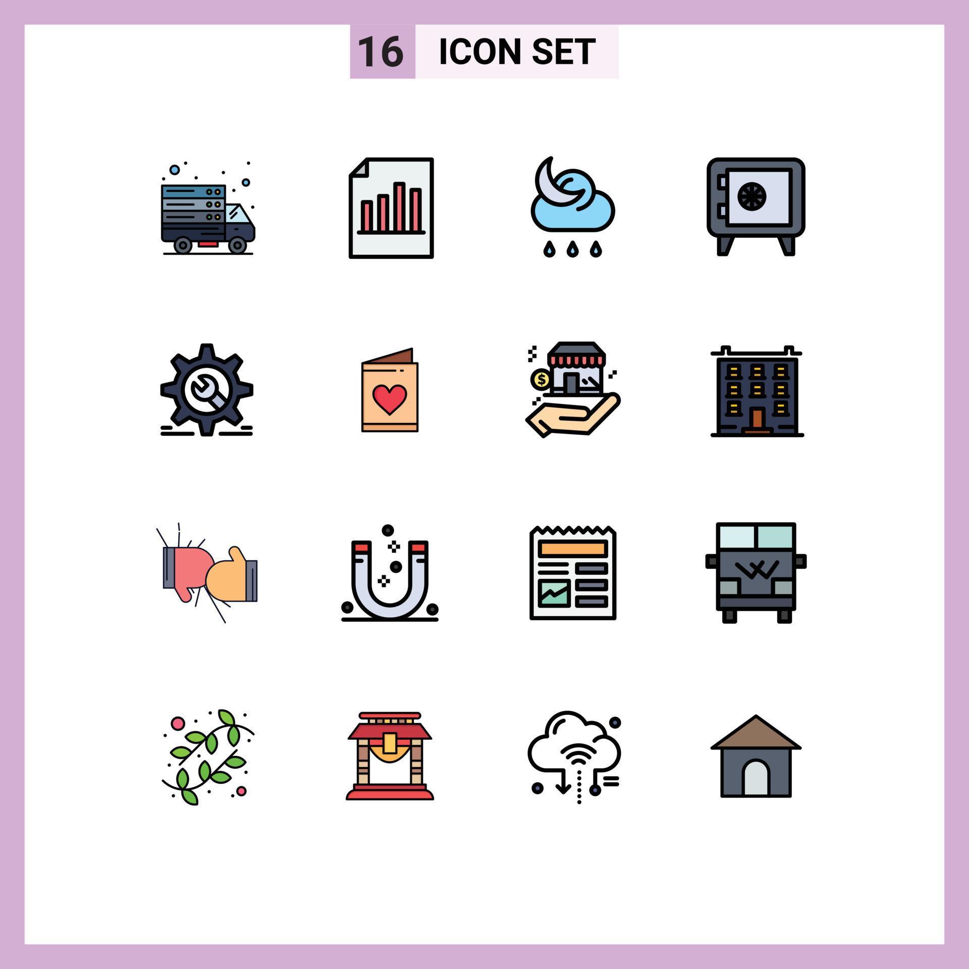 Stock Vector Icon Pack of 16 Line Signs and Symbols for cog journey ...