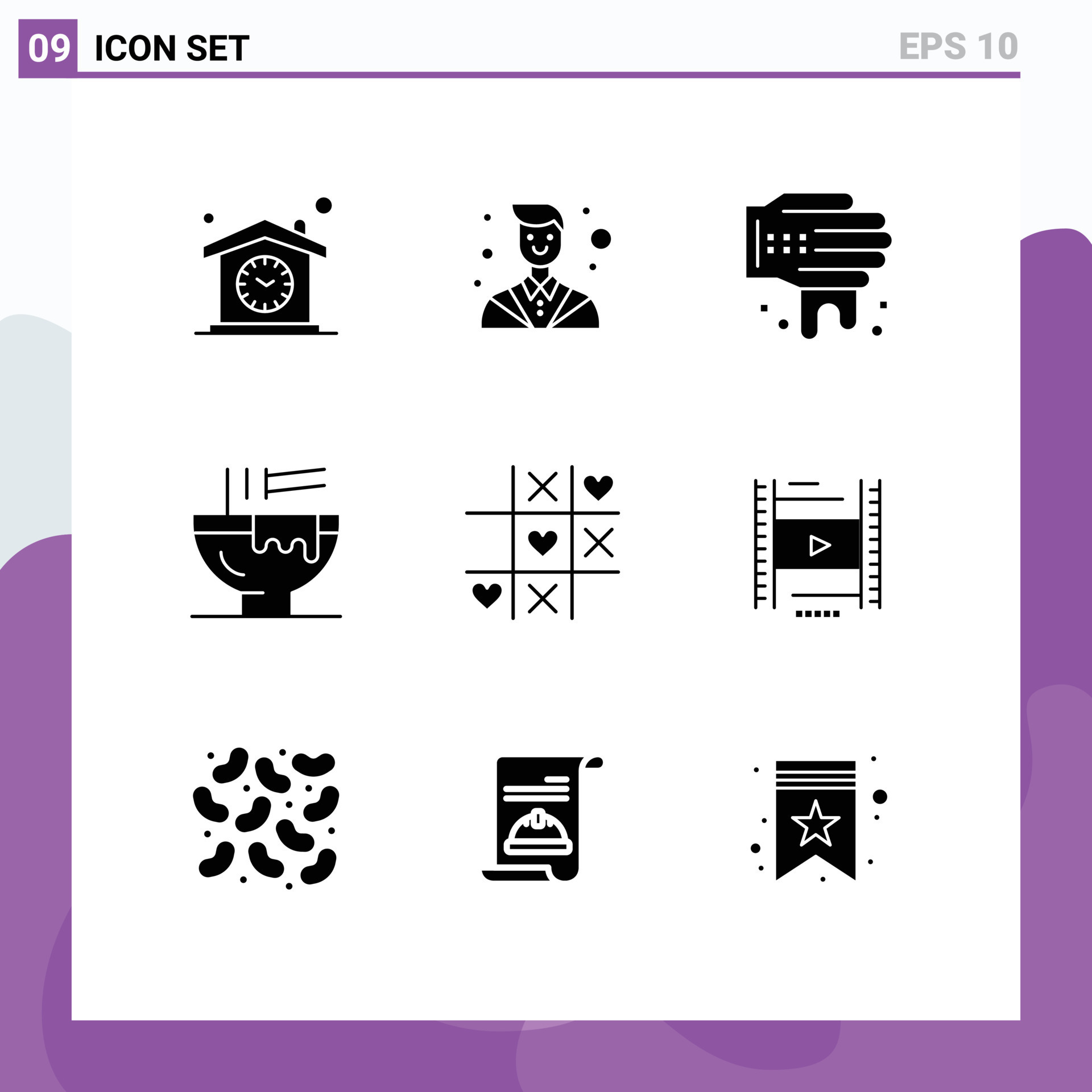 Conjunto De 9 9 Moderno Ui íconos Símbolos Señales Para Juego Comida