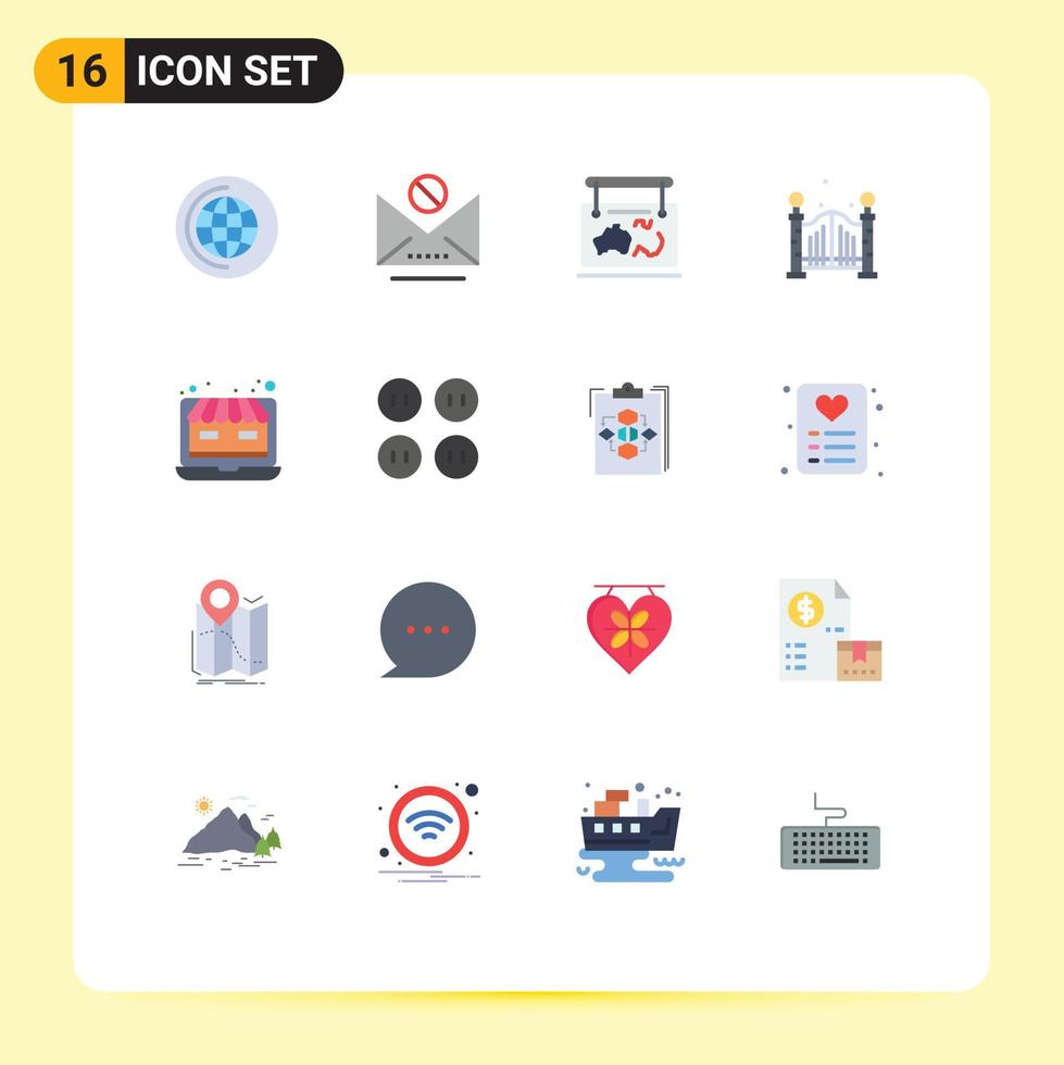 16 Universal Flat Colors Set For Web And Mobile Applications Web Laptop Map Bridge City Editable