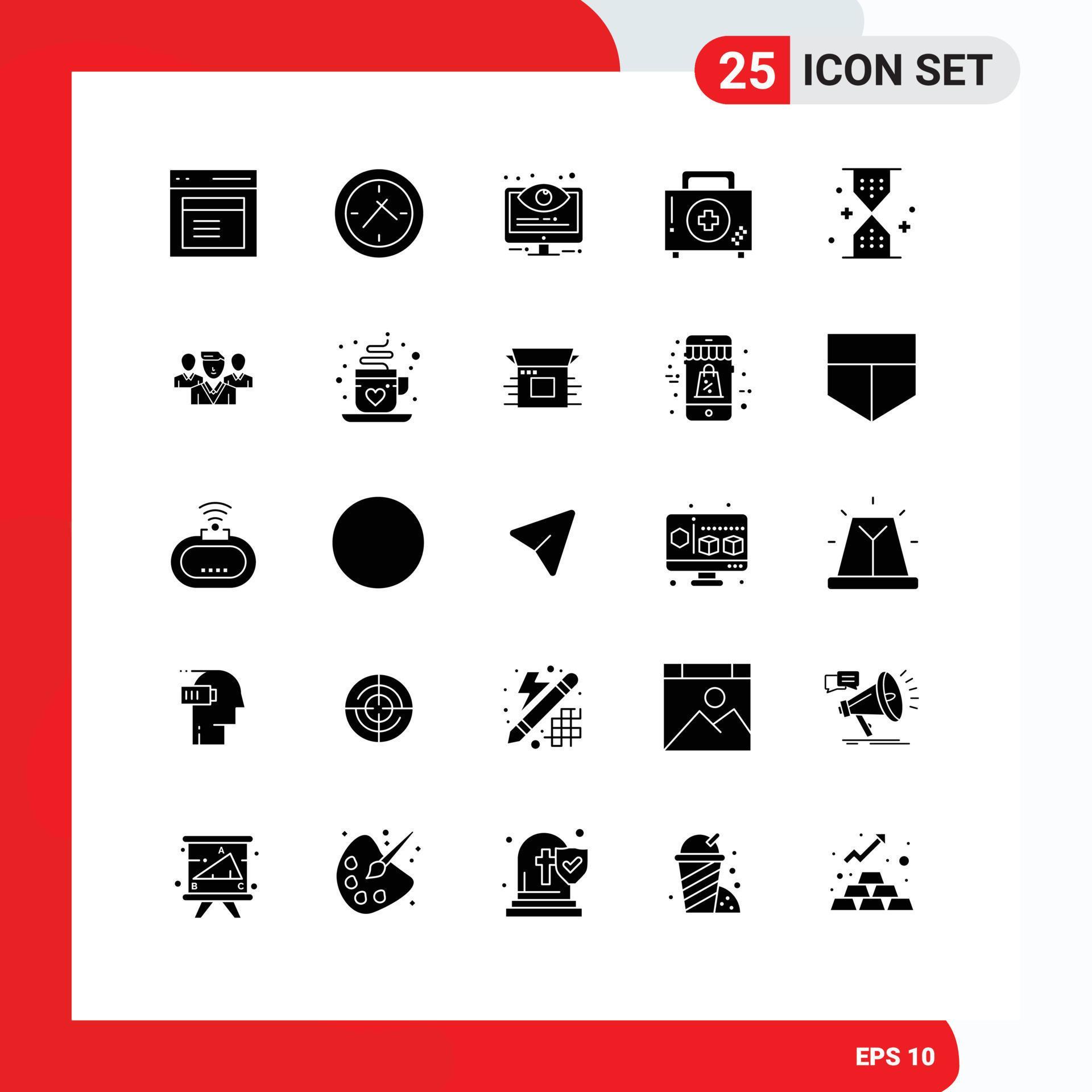 Set of 25 Vector Solid Glyphs on Grid for fitness disease configuration ...