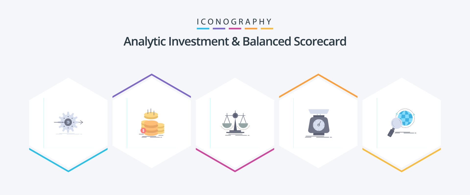 Analytic Investment And Balanced Scorecard 25 Flat Icon Pack Including