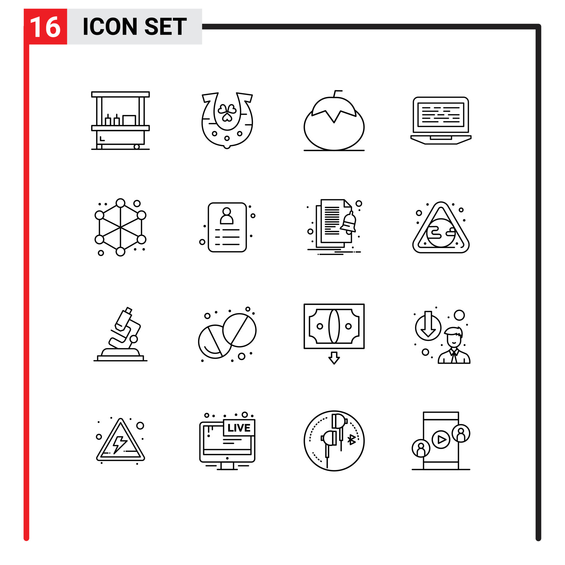 Pack Of 16 Creative Outlines Of Computer Code Food Coding Vegetables Editable Vector Design