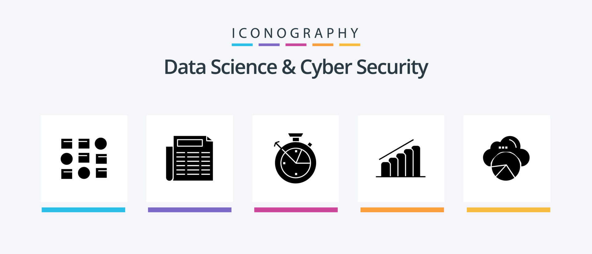 Data Science And Cyber Security Glyph 5 Icon Pack Including data scince ...