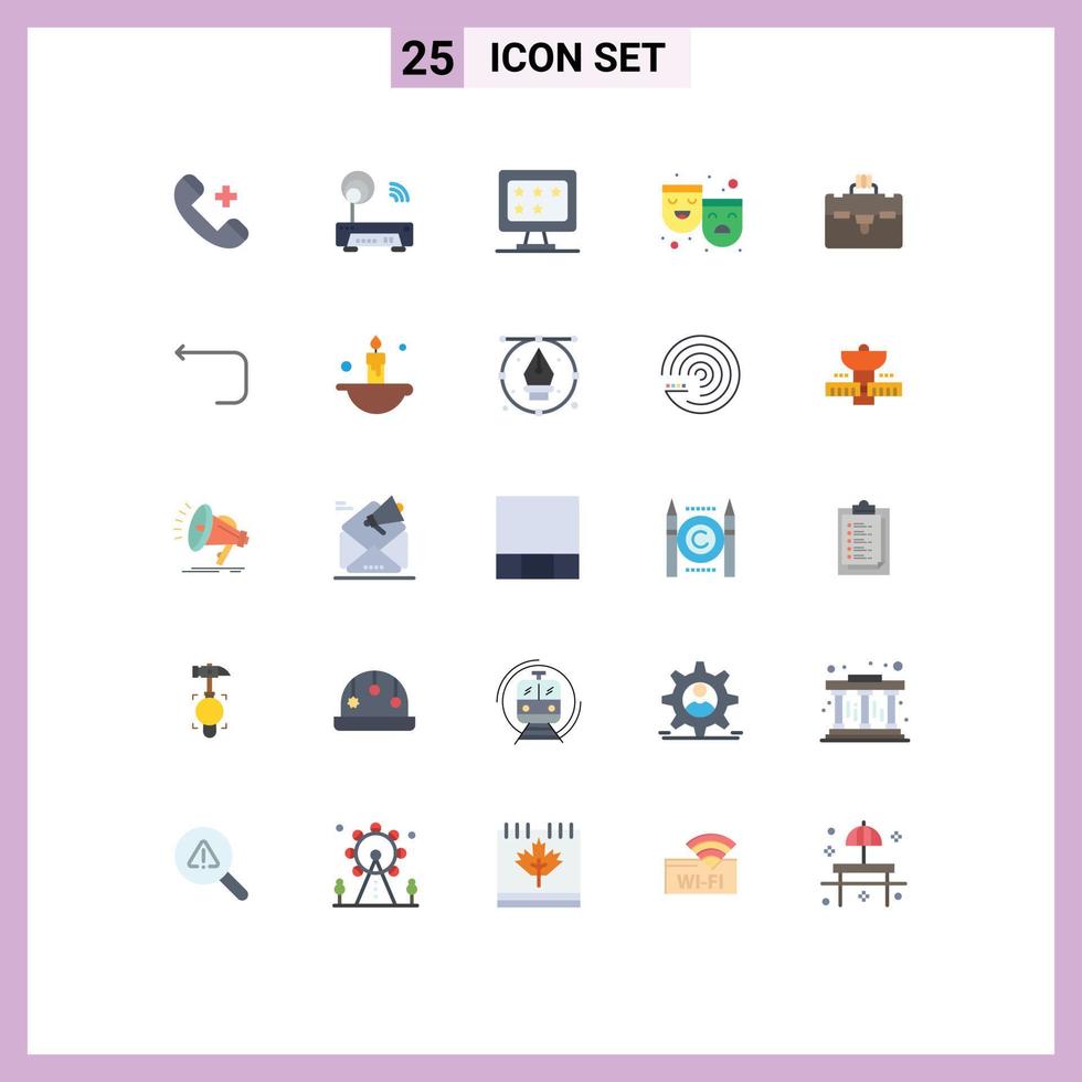 Modern Set of 25 Flat Colors and symbols such as bag theater technology ...