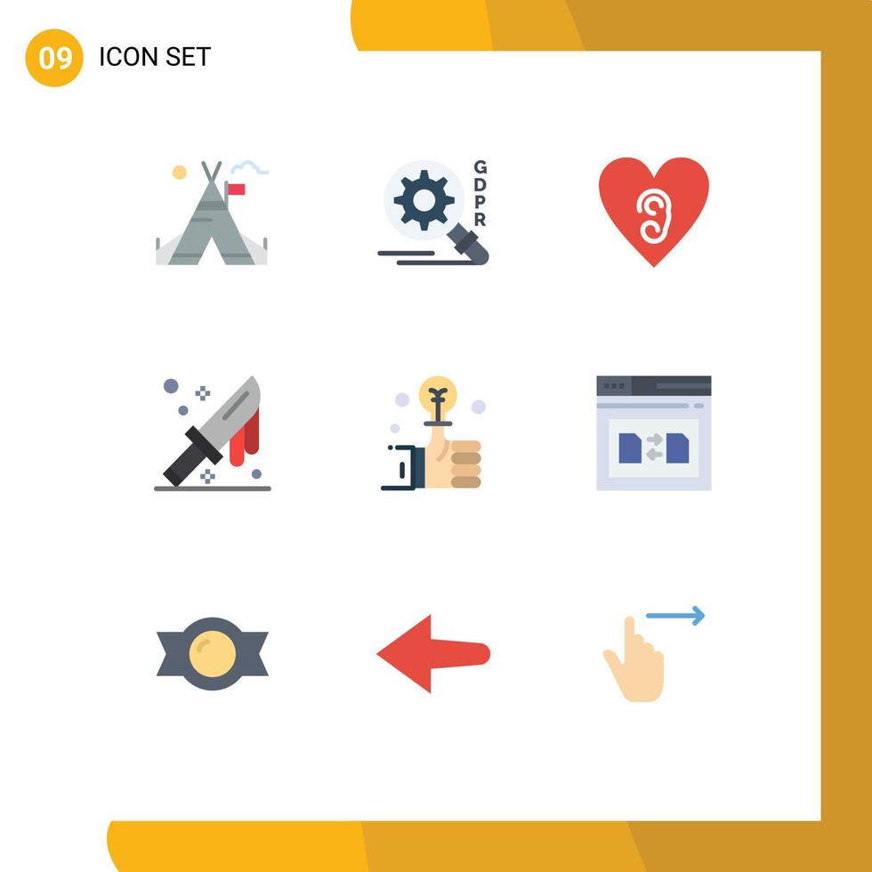 9 Thematic Vector Flat Colors And Editable Symbols Of Smart Hand Heart