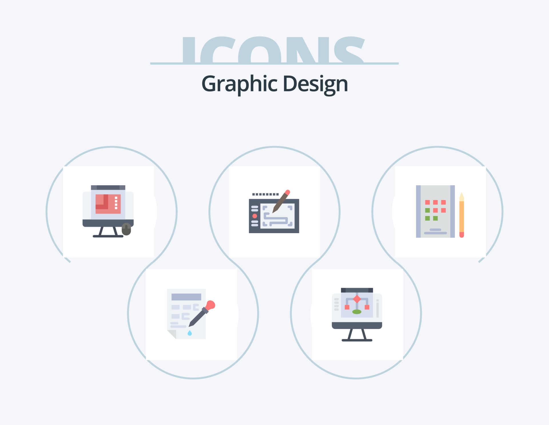 Graphic Design Flat Icon Pack 5 Icon Design. notebook. layout. css ...