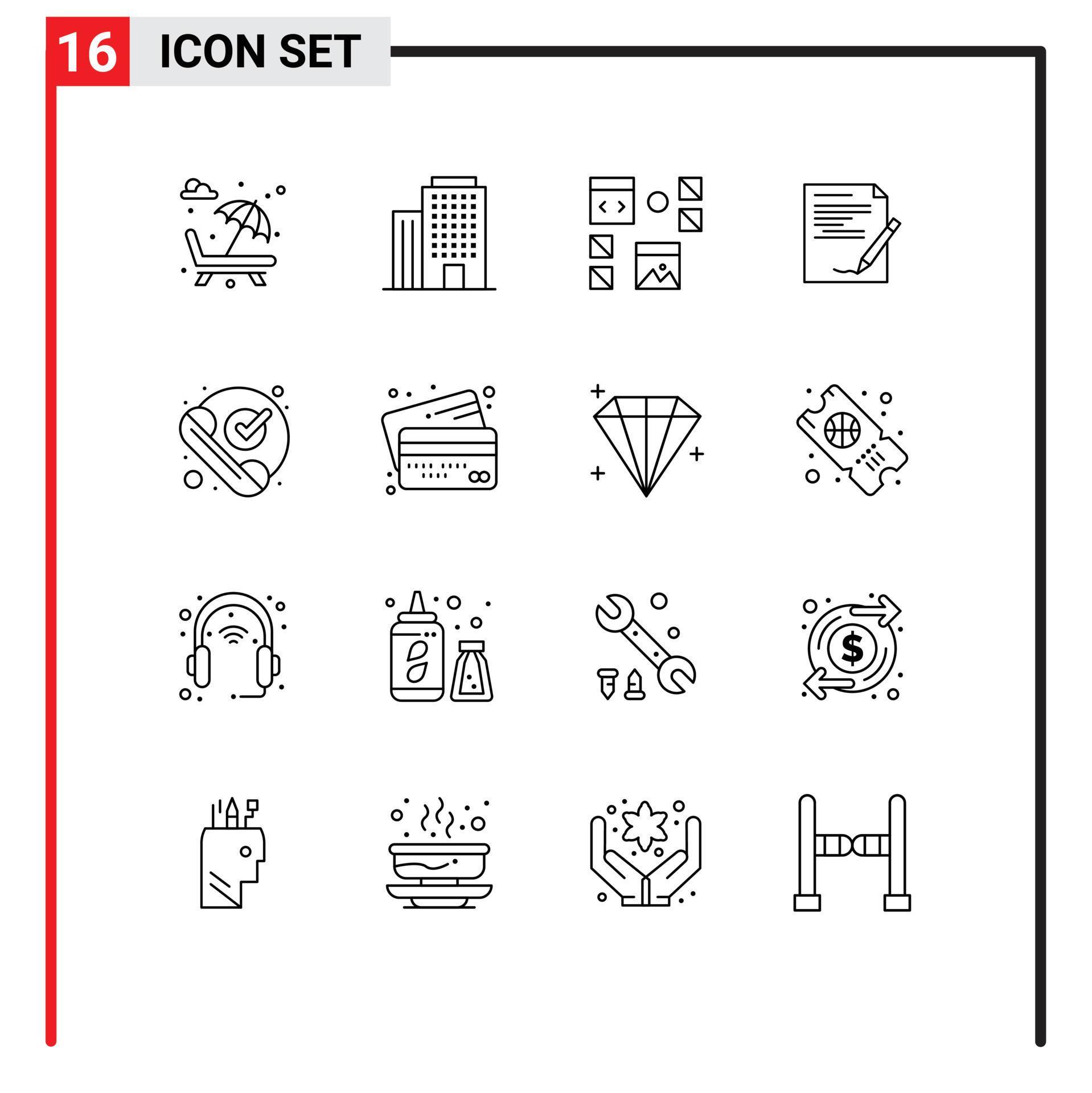 16 Universal Outlines Set For Web And Mobile Applications Report Document Design Paper