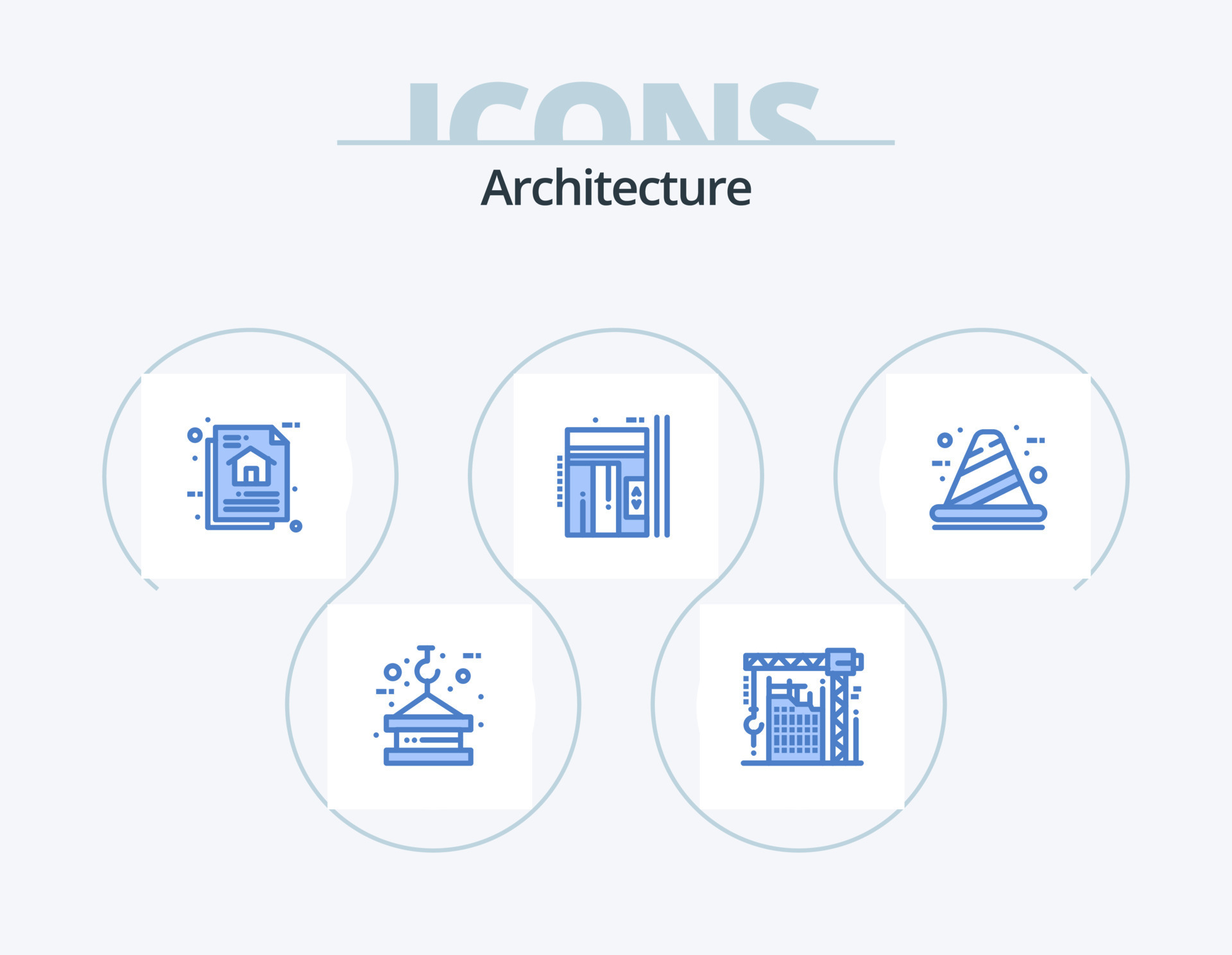 Architecture Blue Icon Pack 5 Icon Design. lift. elevator. interior ...