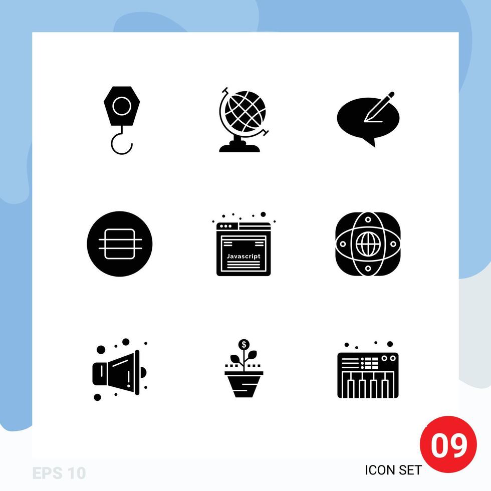 Stock Vector Icon Pack of 9 Line Signs and Symbols for javascript ...