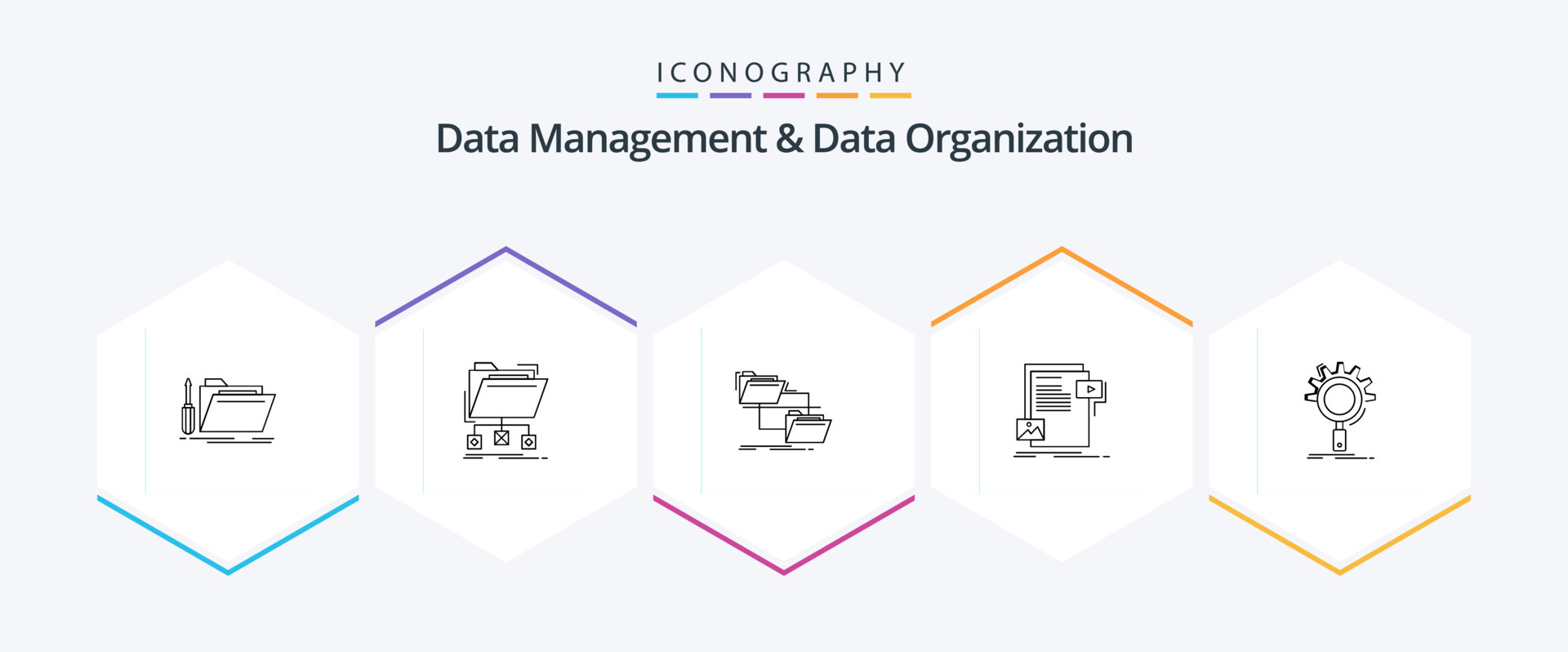 Data Management And Data Organization 25 Line icon pack including file ...