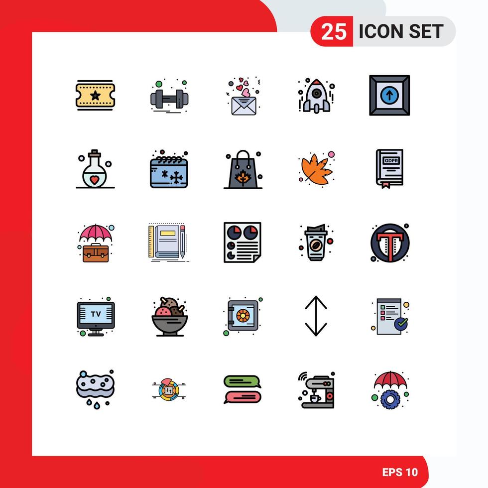 Pictogram Set of 25 Simple Filled line Flat Colors of product study ...