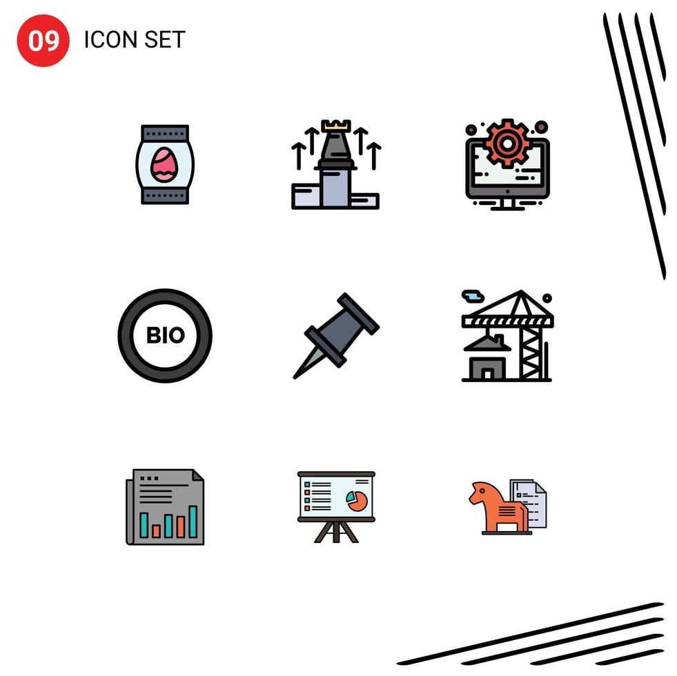 9 Universal Filledline Flat Colors Set For Web And Mobile Applications Power Efficiency Arrow