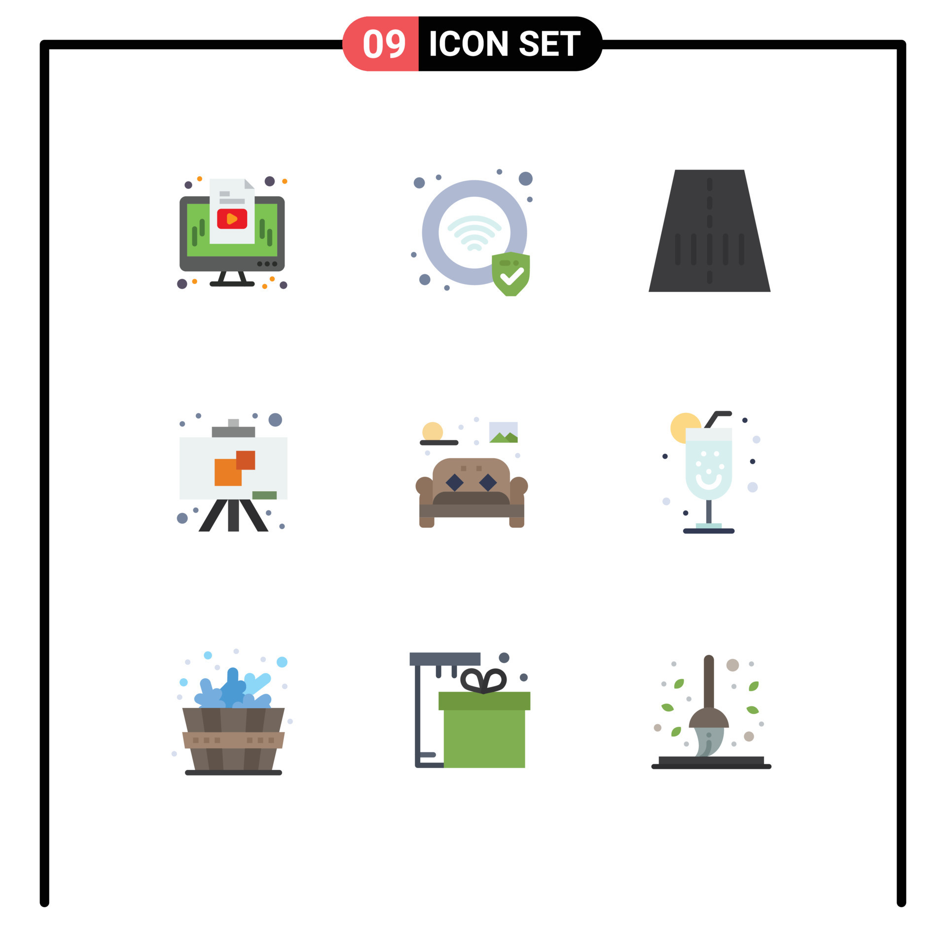 Conjunto De 9 9 Vector Plano Colores En Cuadrícula Para Sofá Hogar Ruta