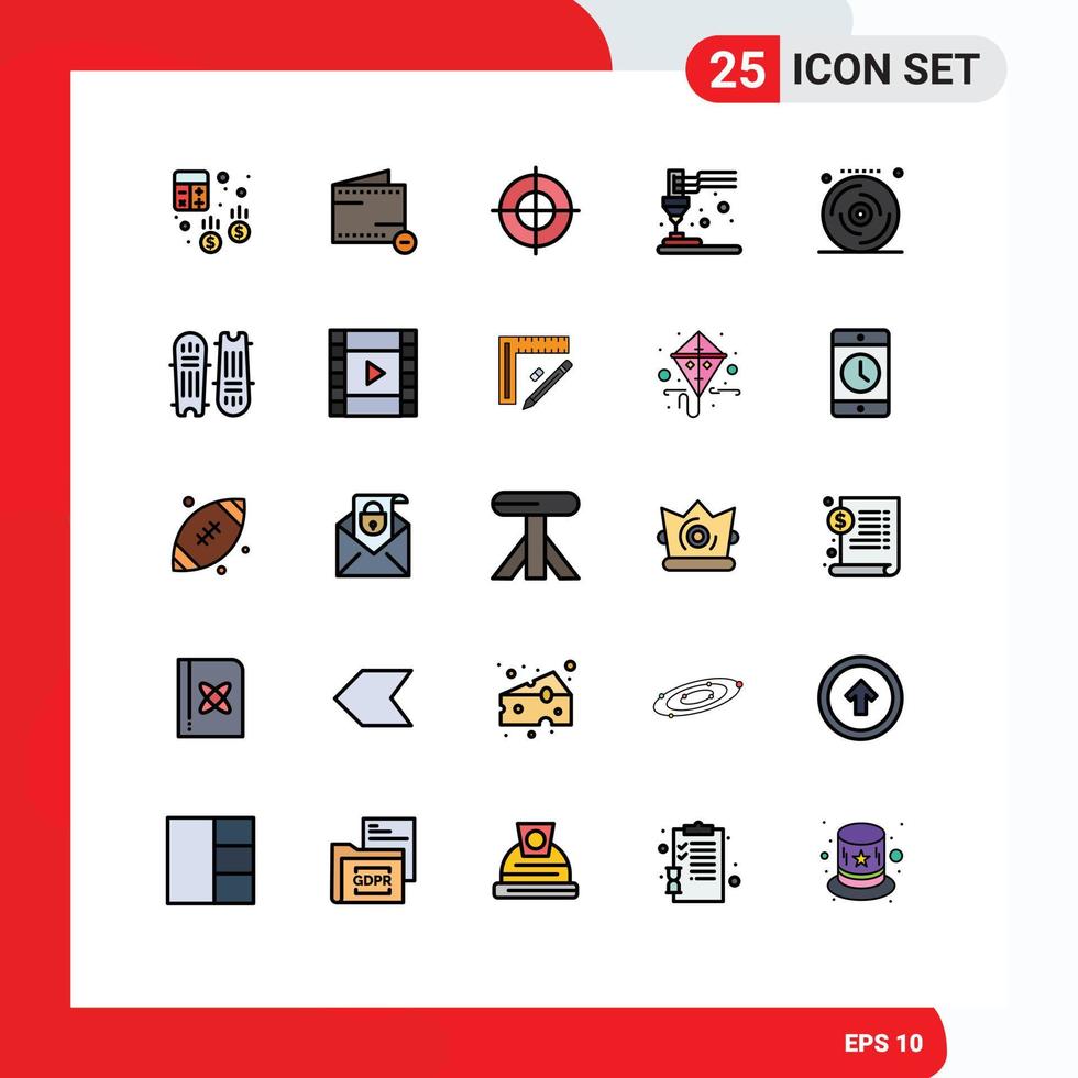 User Interface Pack Of 25 Basic Filled Line Flat Colors Of Celebration Print Wallet Plastic