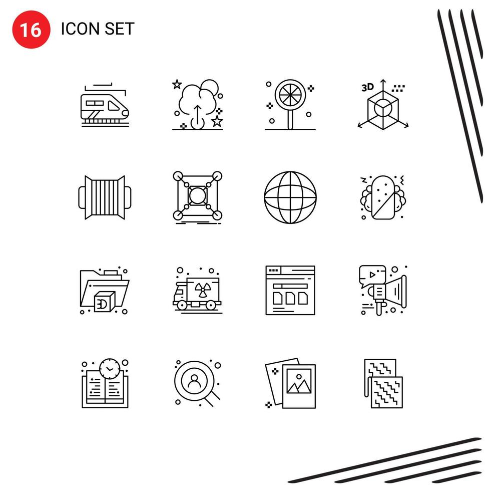 Group of 16 Modern Outlines Set for base instrument coding audio ...